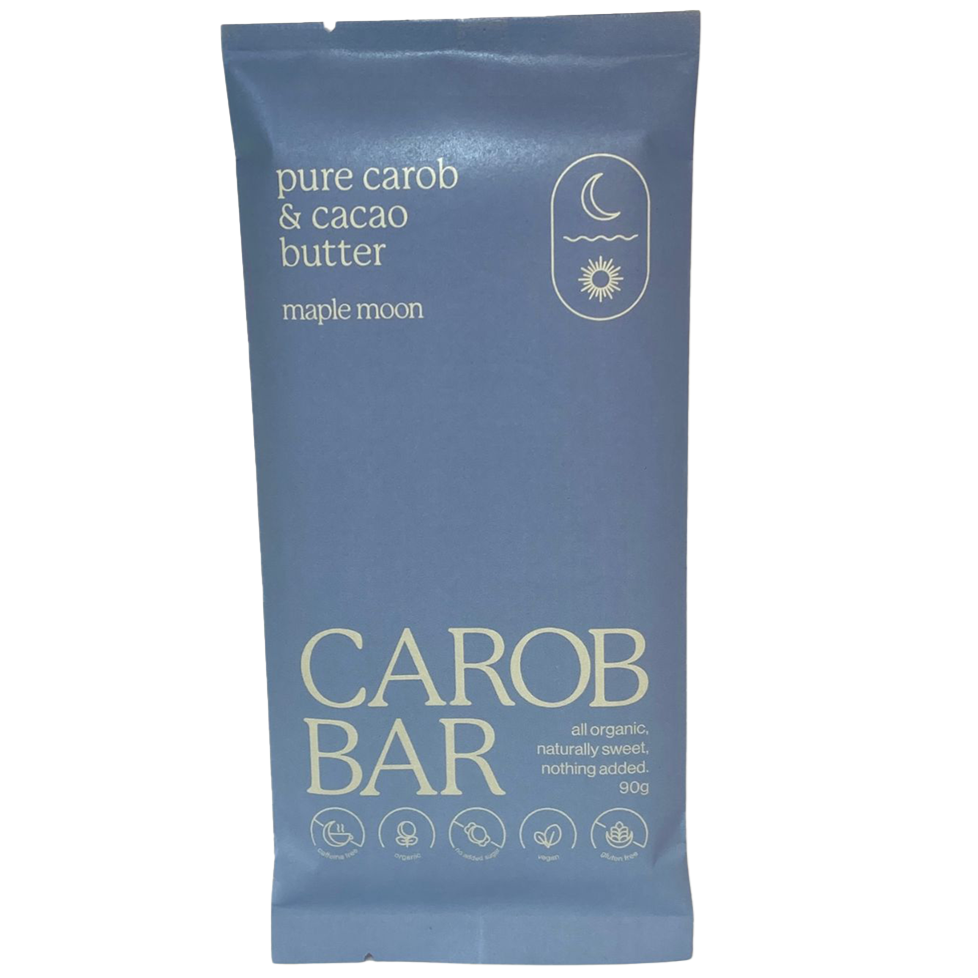 Maple Moon Pure Carob & Cacao Butter Bar 90g – About Me Organics