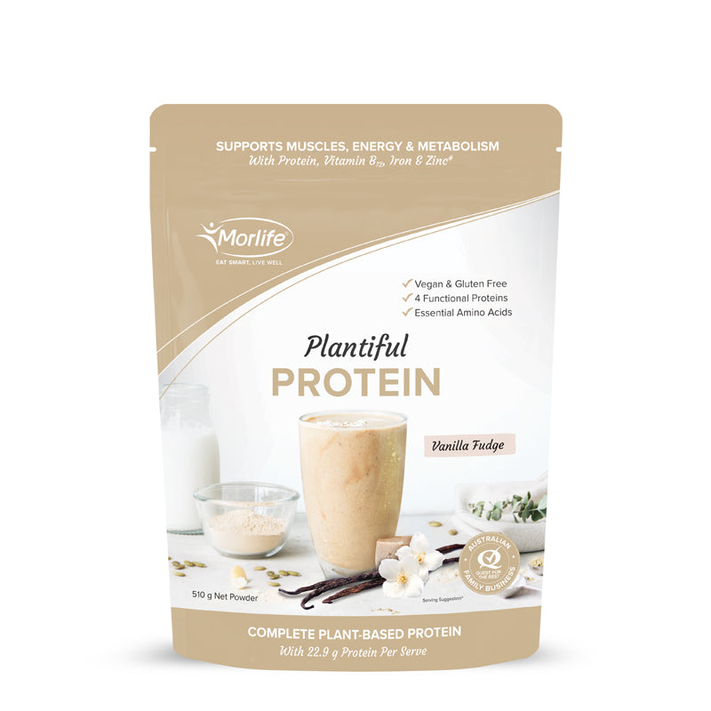 Morlife Plantiful Protein Vanilla 440g – About Me Organics