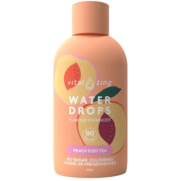 Vital Zing Water Drops Peach Iced Tea 45ml – About Me Organics
